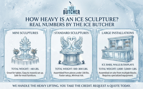 Ice Sculpture Weight Guide (Sizes, Pounds, Real Examples)